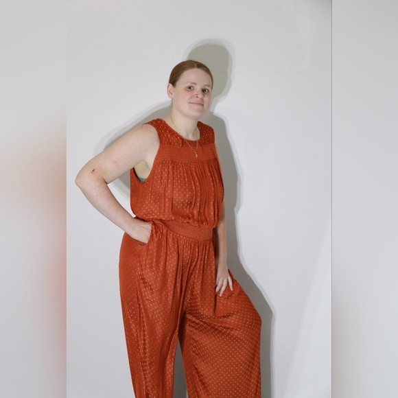 Cato | Pants & Jumpsuits | Cato Orange And White Jumpsuit With Wide Leg ...